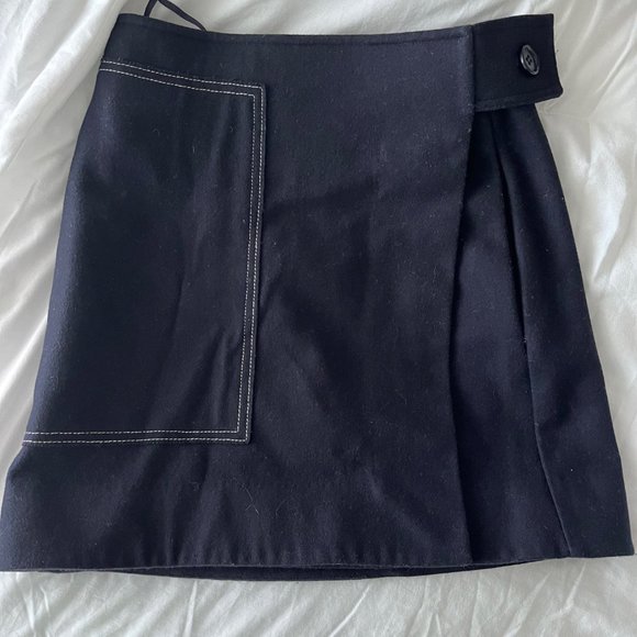 COS | Skirts | Cos Wool Blend Wrap Skirt With Contrast Stitch Pocket ...